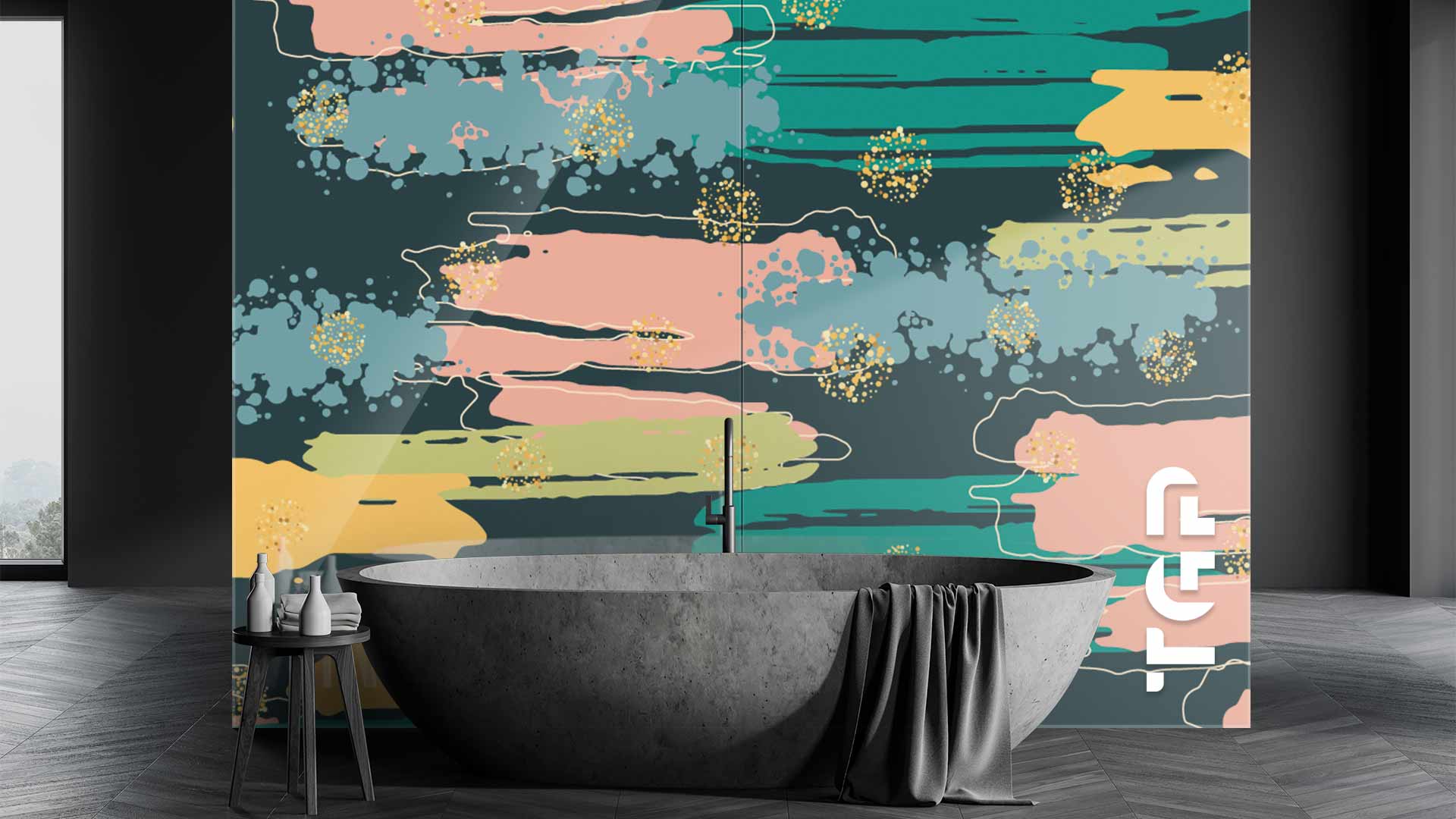 WLP013 Shower splashback ceramic printed glass - Cerapixel by TGP